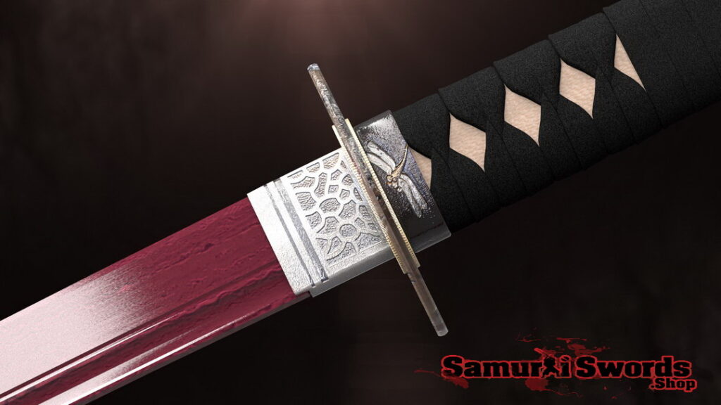 Katana 1060 Folded Carbon Steel with Black and Red Dye - APSK028 ...