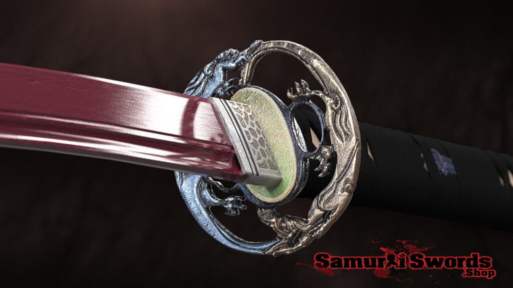 Katana 1060 Folded Carbon Steel with Black and Red Dye - APSK028 ...