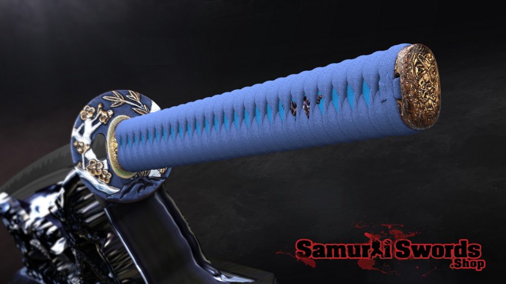 Modern Nagamaki Sword T10 Clay Tempered Steel with Black Acid Dye and ...