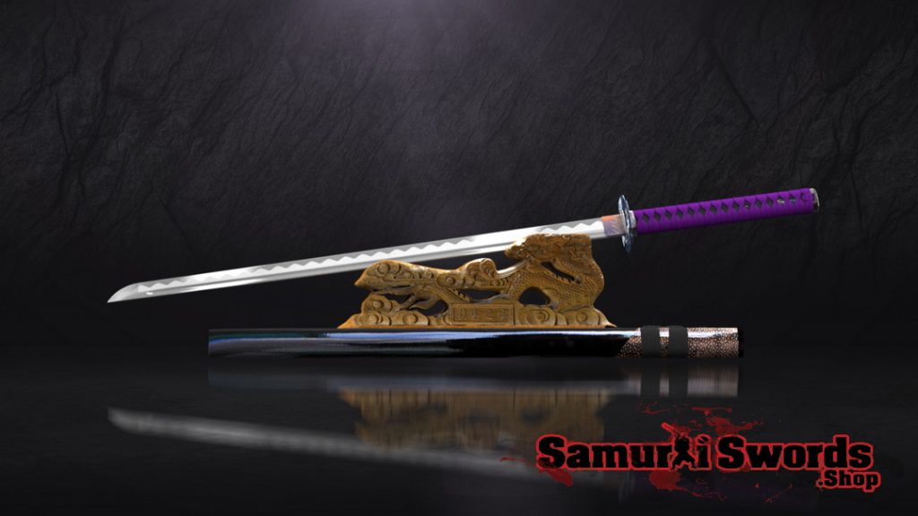 Ninjato Blade 1095 Clay Tempered Steel with Feather Hadori Polish ...
