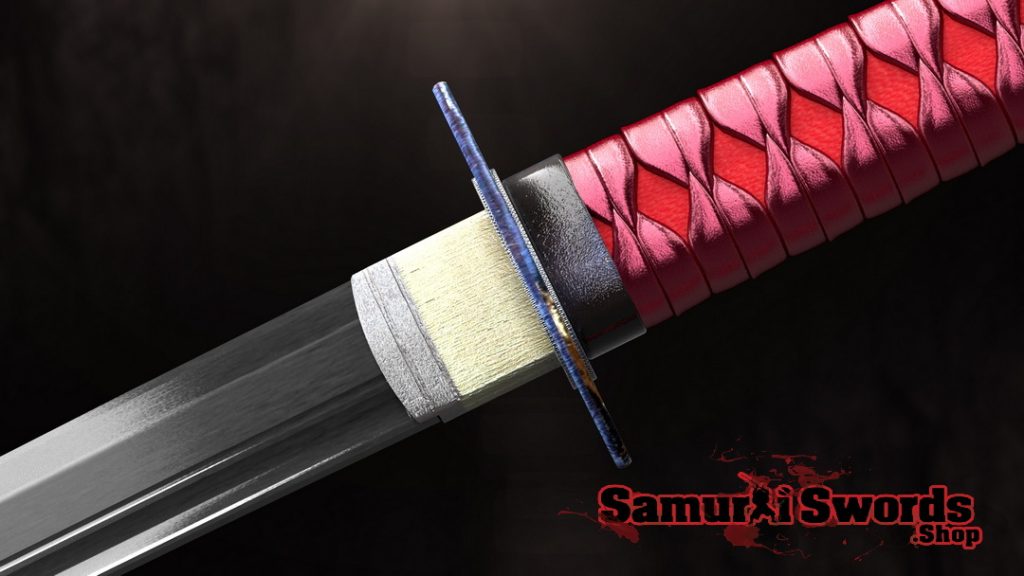 Japanese Katana 1095 Clay Tempered Steel with Black Acid Dye and Hadori ...