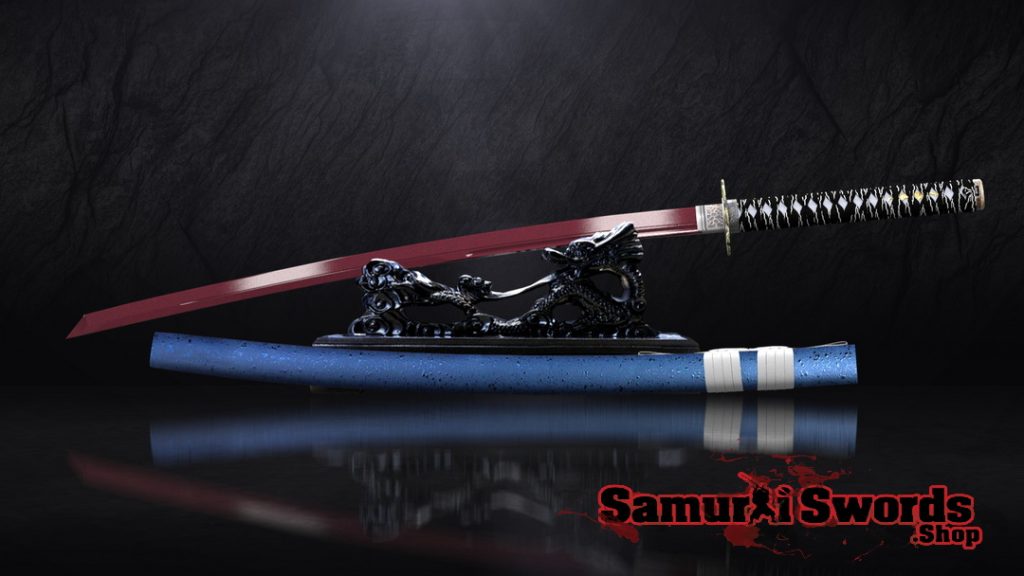 Samurai Katana 1095 Folded Carbon Steel with Black and Red Dye ...