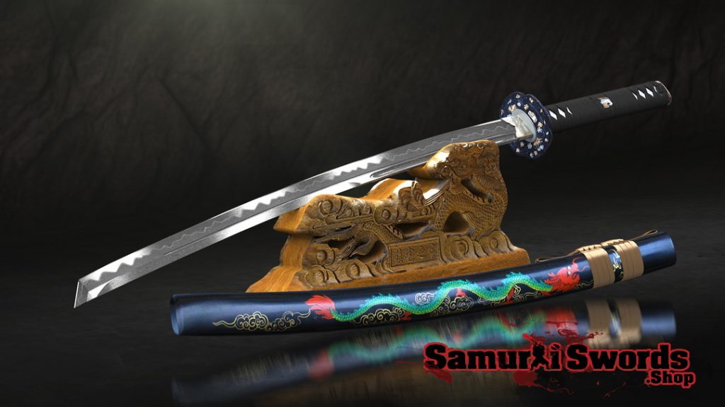 Katana Blade 1095 Folded Clay Tempered Steel with Feather Hadori Polish ...