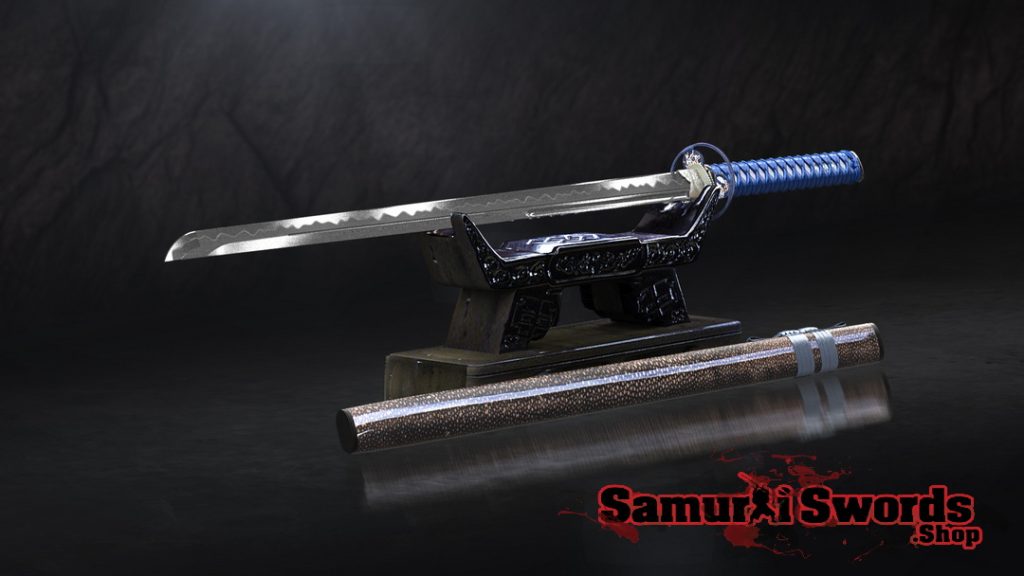 Straight Blade Ninjato 1095 Folded Clay Tempered Steel with Hadori ...