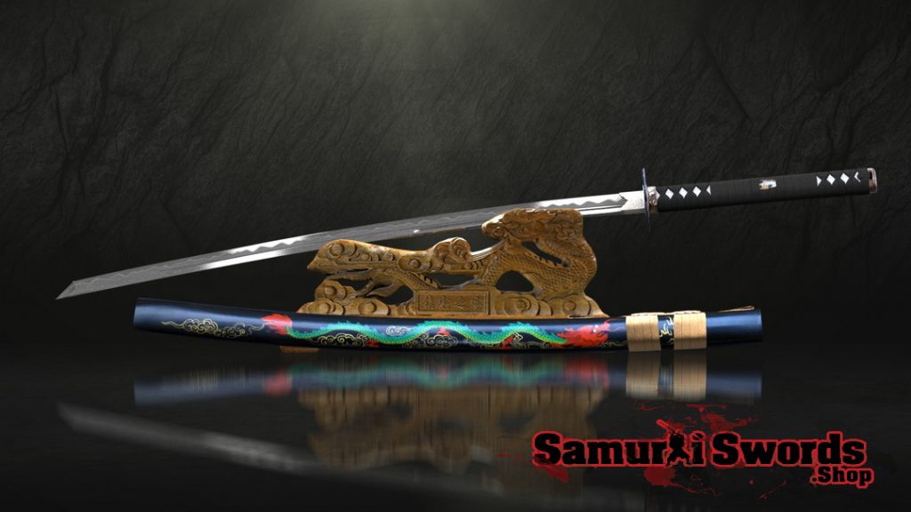 Katana Blade 1095 Folded Clay Tempered Steel with Feather Hadori Polish ...