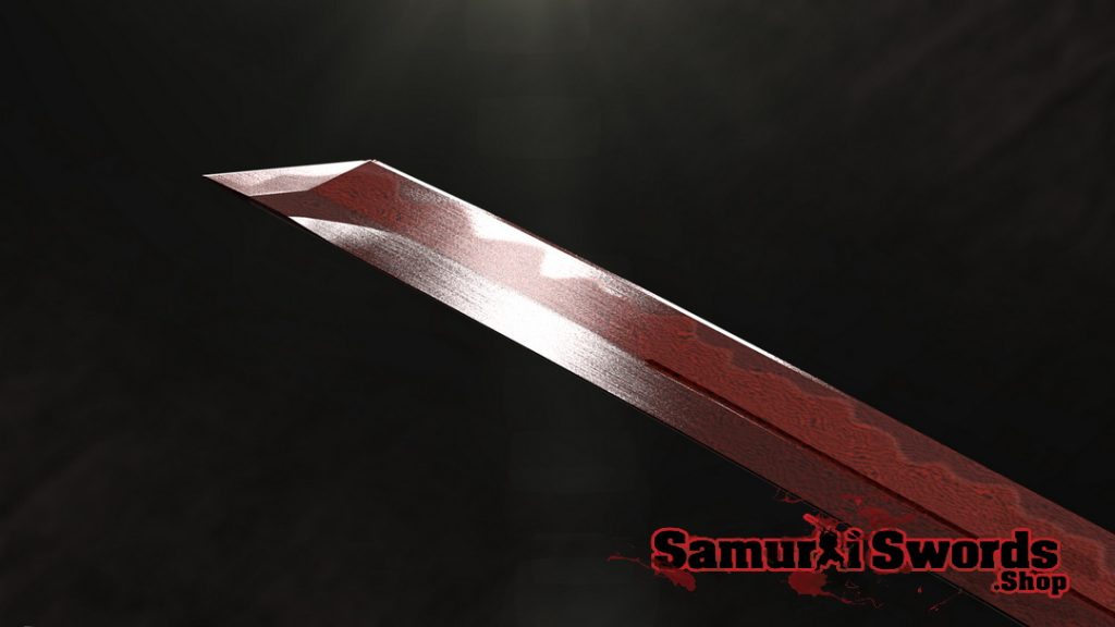 Classic Katana Blade 1095 Folded Clay Tempered Steel with Black and Red ...