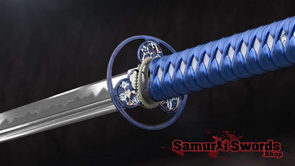 Straight Blade Ninjato 1095 Folded Clay Tempered Steel with Hadori ...