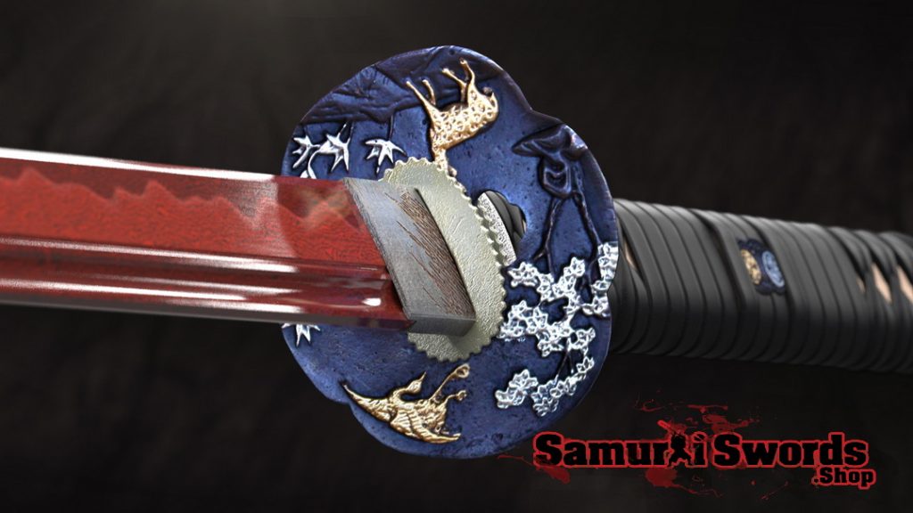 Elite Ninjato Sword T10 Folded Clay Tempered Steel with Black and Red ...