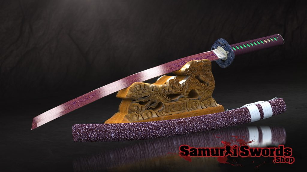 Collector’s Katana Sword 9260 Folded Spring Steel with Purple Acid Dye ...